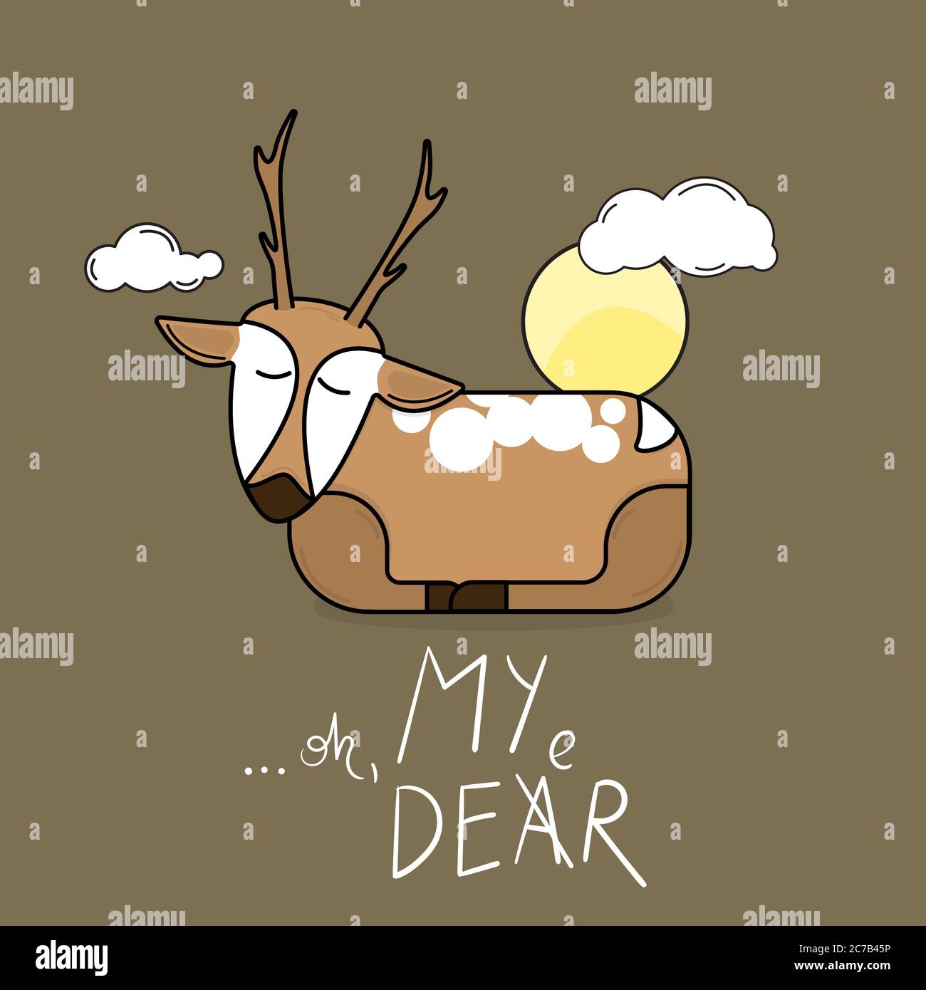 Baby deer sleeping Stock Vector Images - Alamy