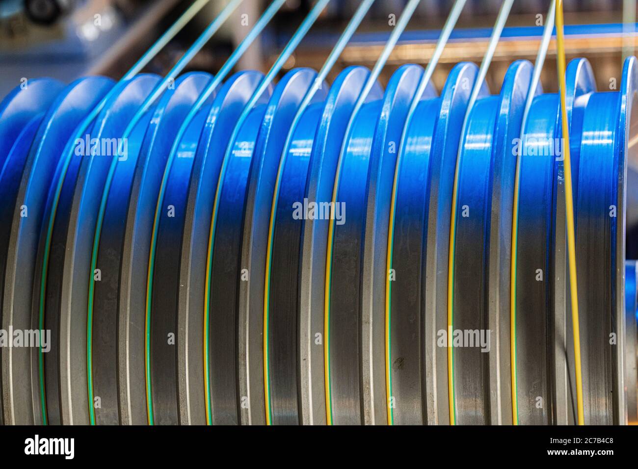 Close up of cable wire production in cable factory Stock Photo - Alamy