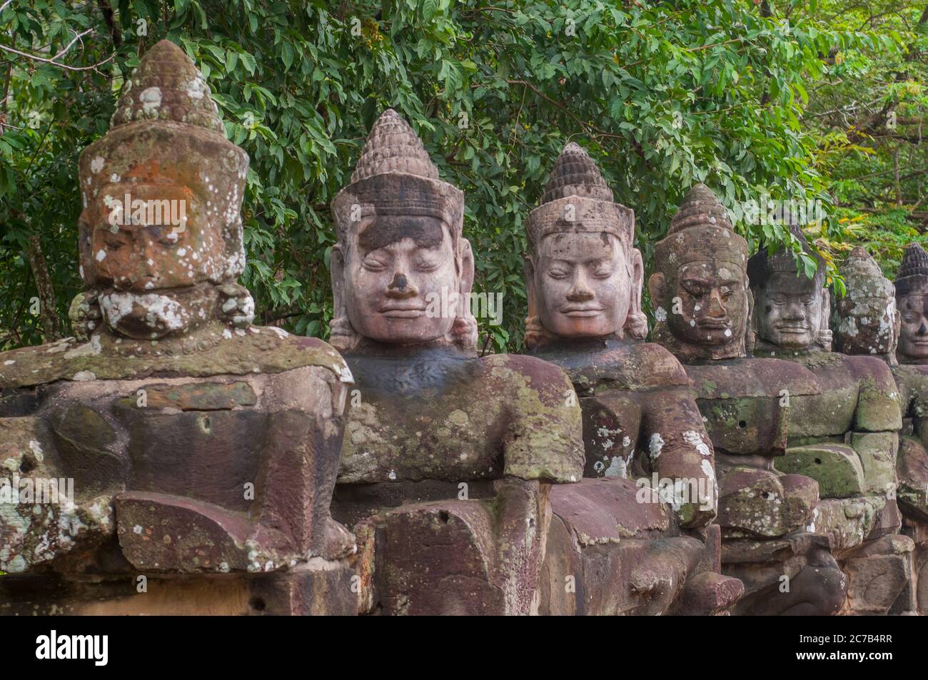 Demon statues flanking the bridge over a moat at the South Gate of ...