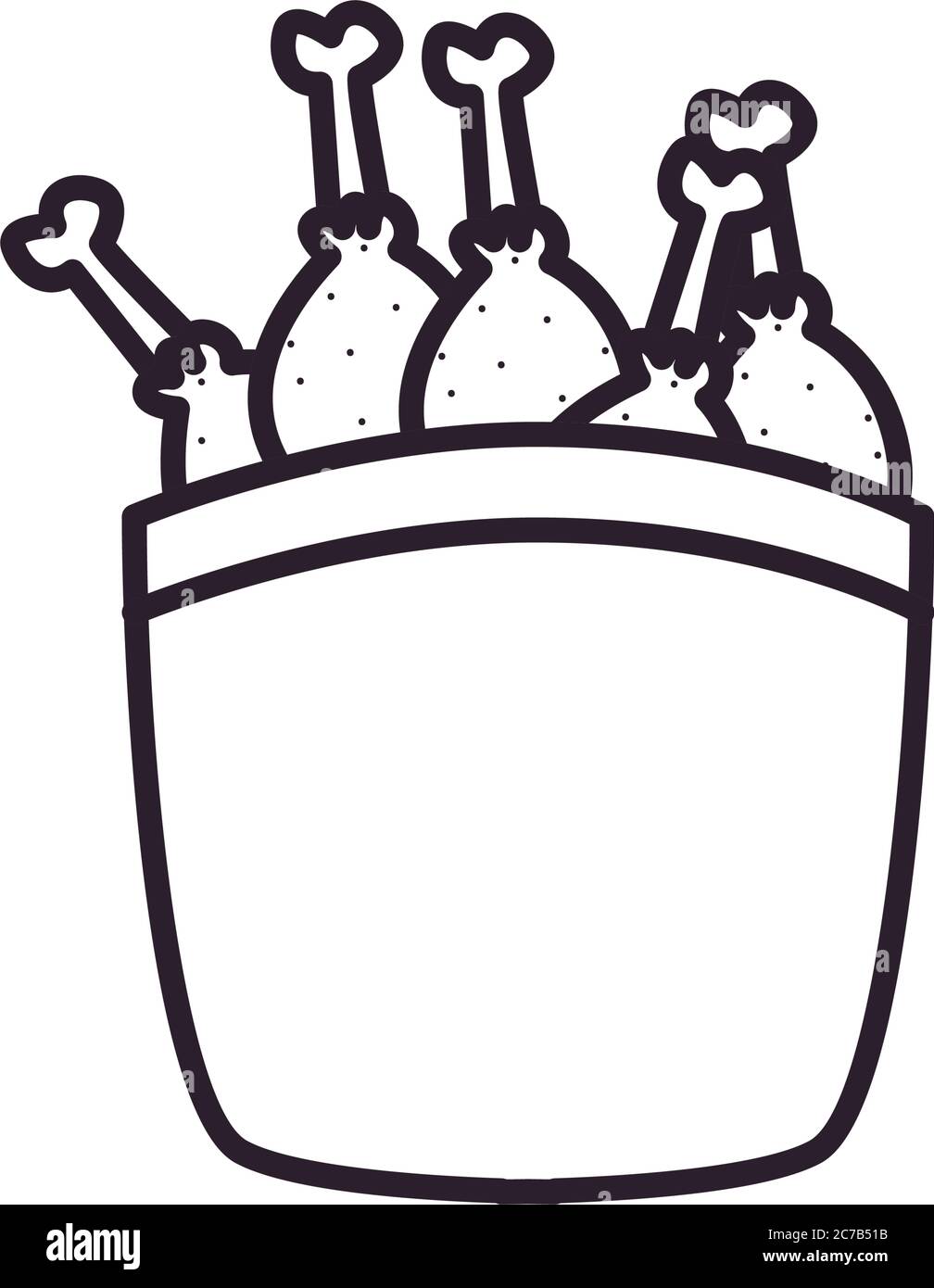 chicken inside bucket line style icon design, fast food eat restaurant ...