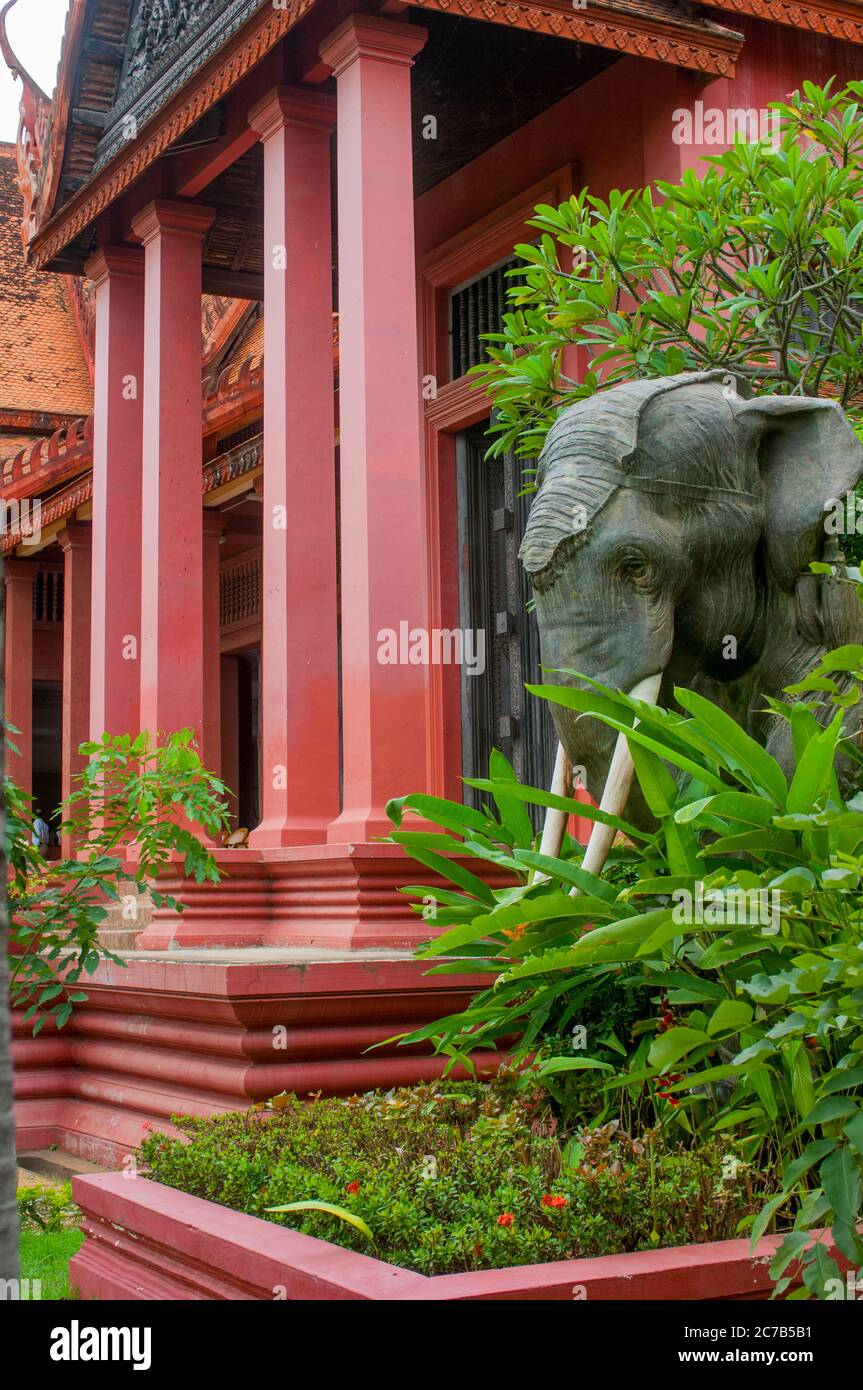 Elephant statues at the National Museum in Phnom Penh, the capital city ...