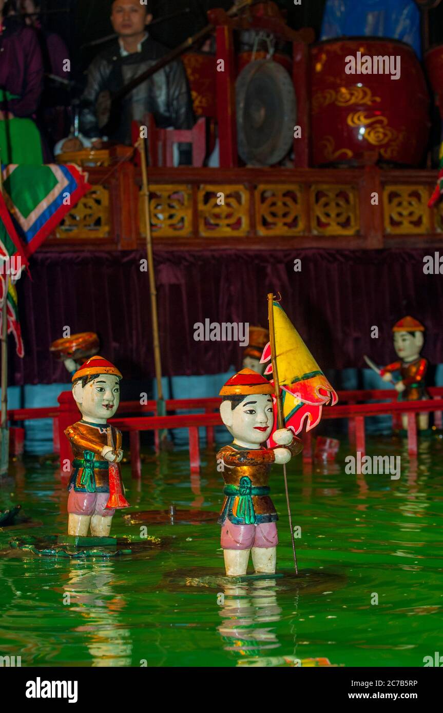 A water puppet performance in the Thang Long Water Puppet Theater in ...