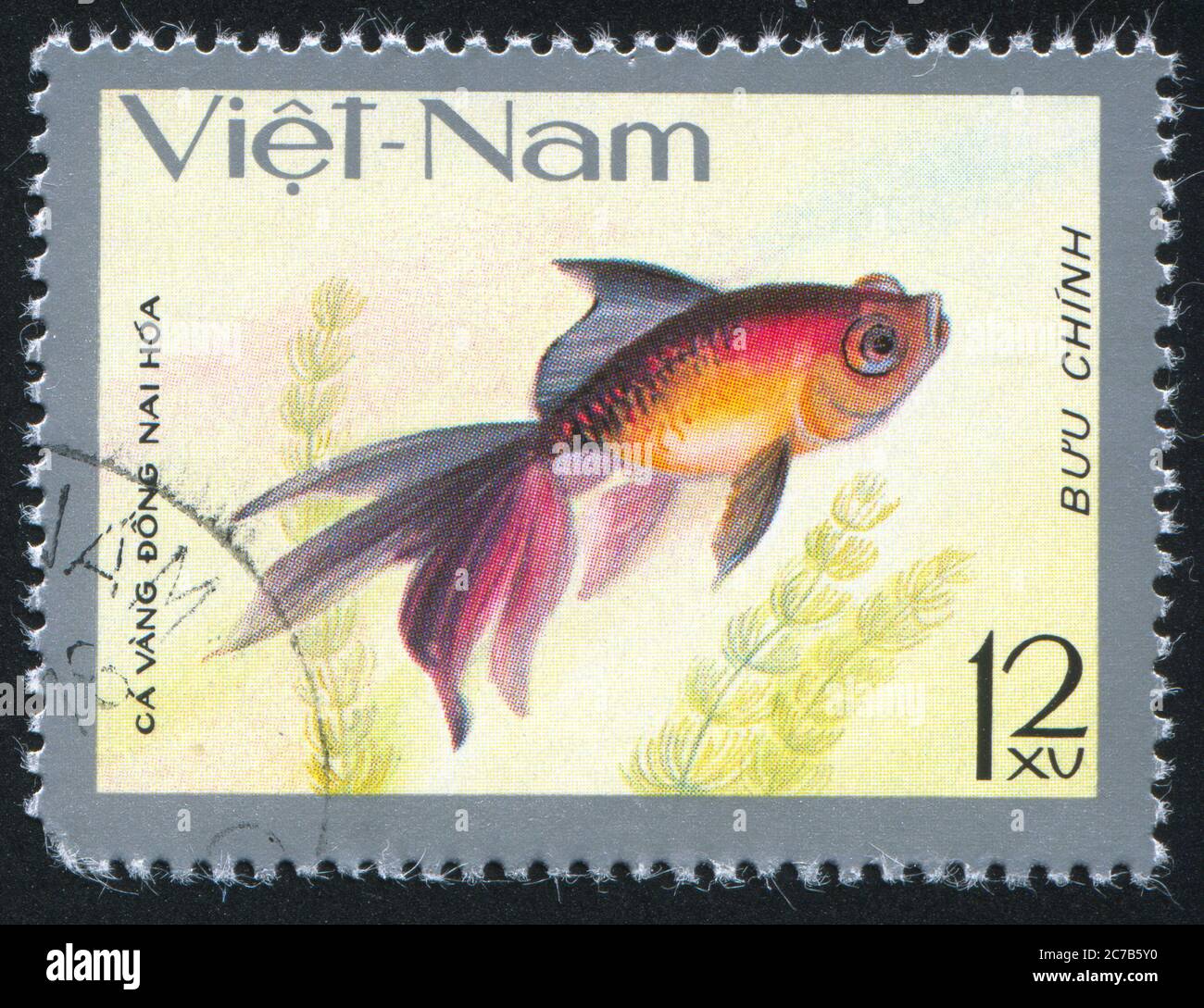 VIET NAM - CIRCA 1977: stamp printed by Viet Nam, shows Goldfish, circa ...
