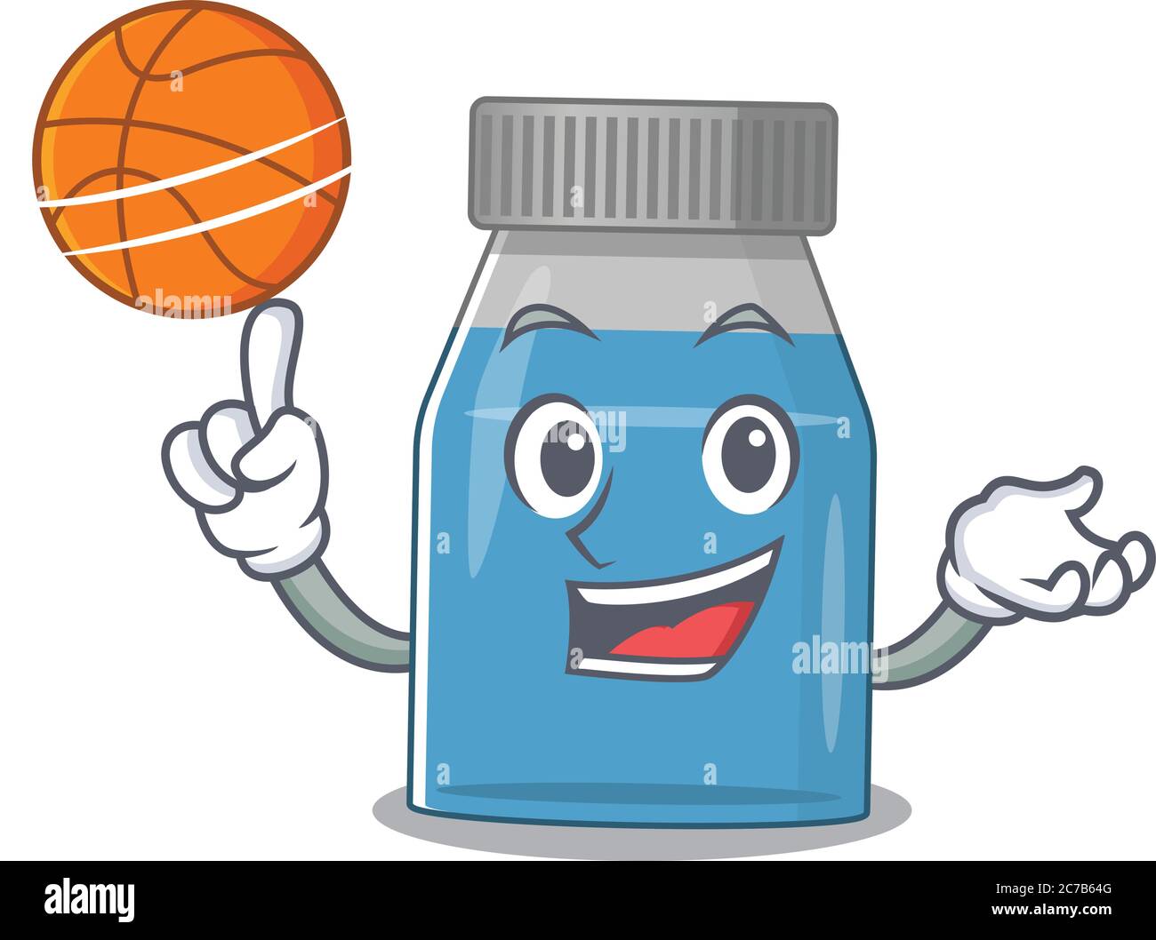 An athletic syrup medicine cartoon mascot design with basketball Stock ...
