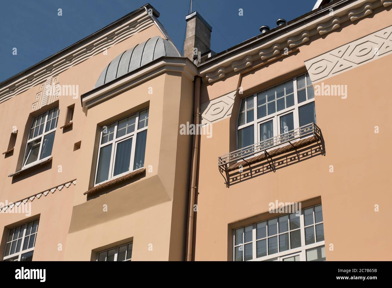 A close up of Secession-like styled modern window frames of an ...
