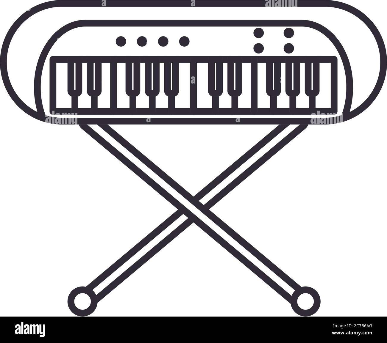 keyboard instrument line style icon design, Music sound melody song ...