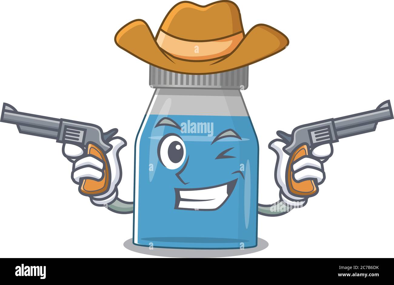 A wise cowboy of syrup medicine Cartoon design with guns Stock Vector ...