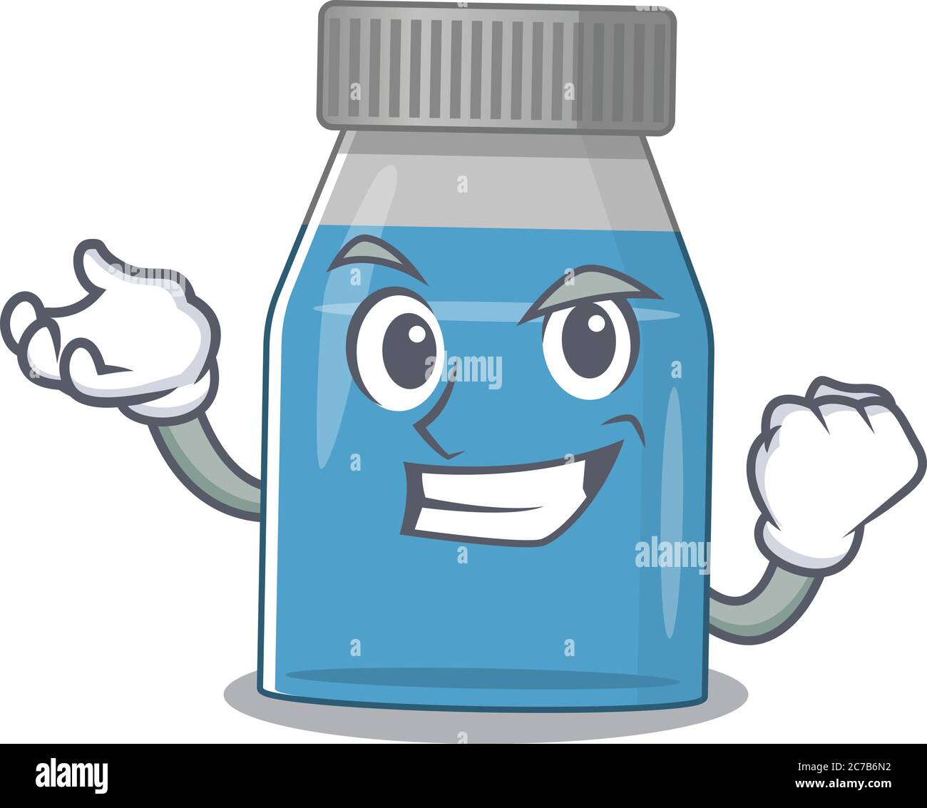 A caricature design concept of syrup medicine with happy face Stock ...