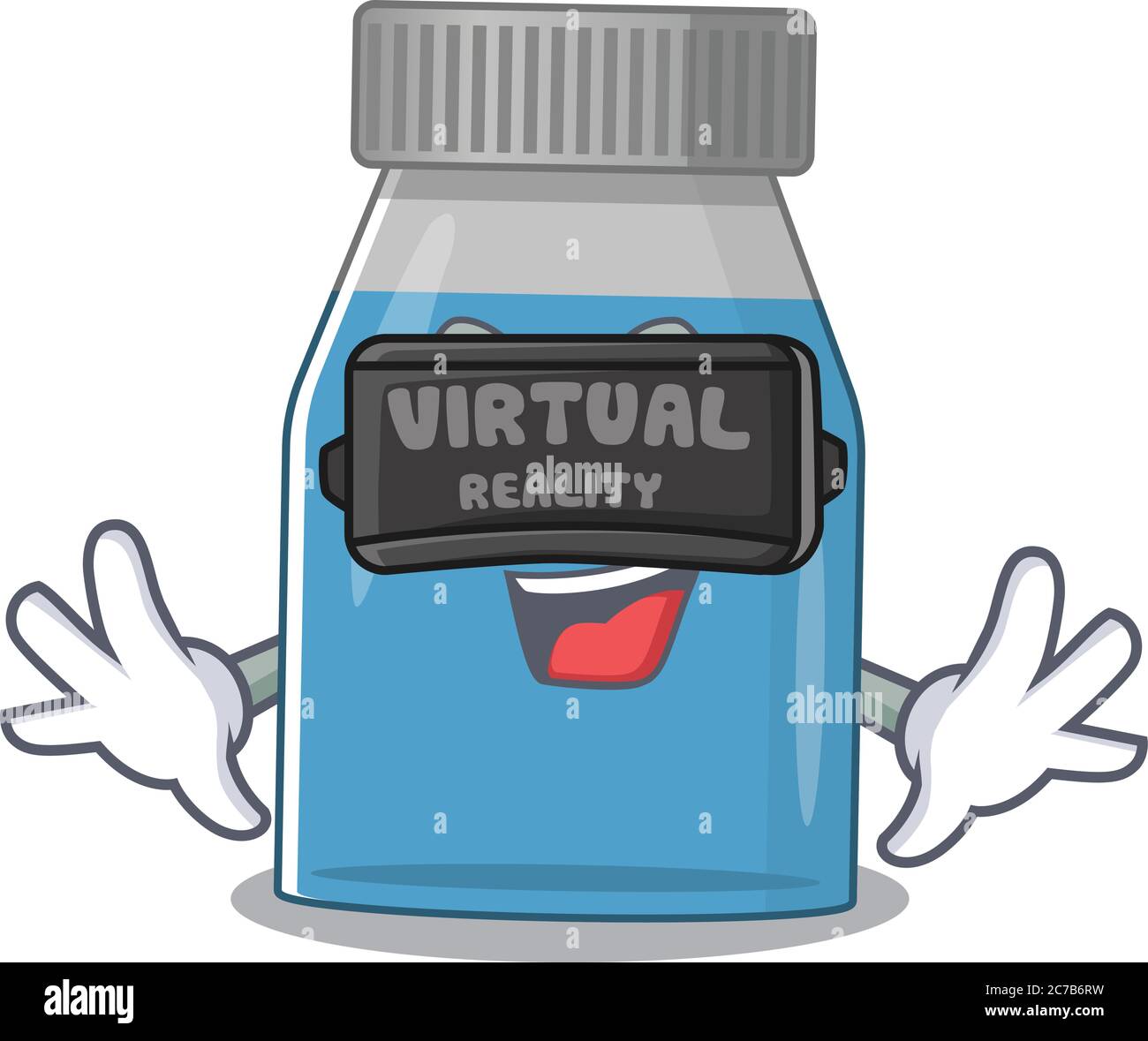 Syrup medicine cartoon image play a game with Virtual Reality headset ...