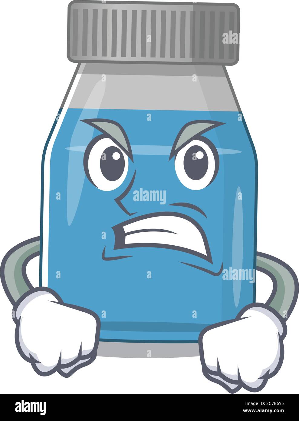 A cartoon picture style of syrup medicine having a mad face Stock ...