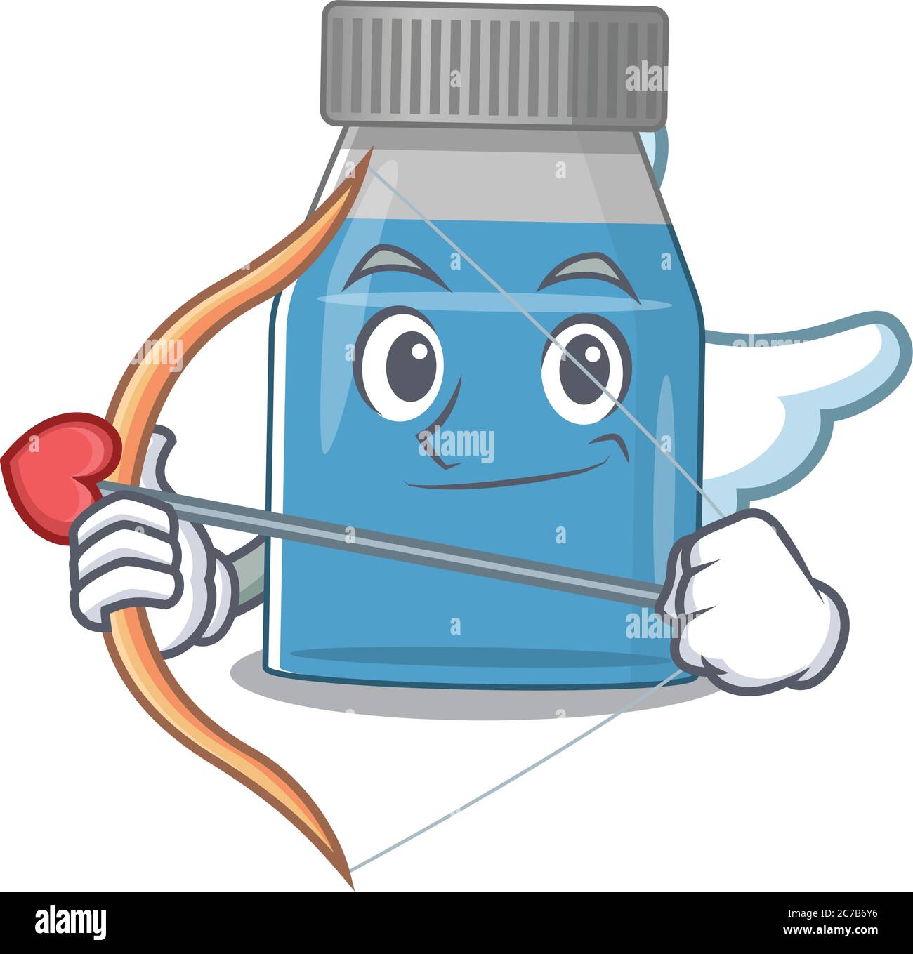 A lovable syrup medicine as a romantic cupid cartoon picture with arrow ...
