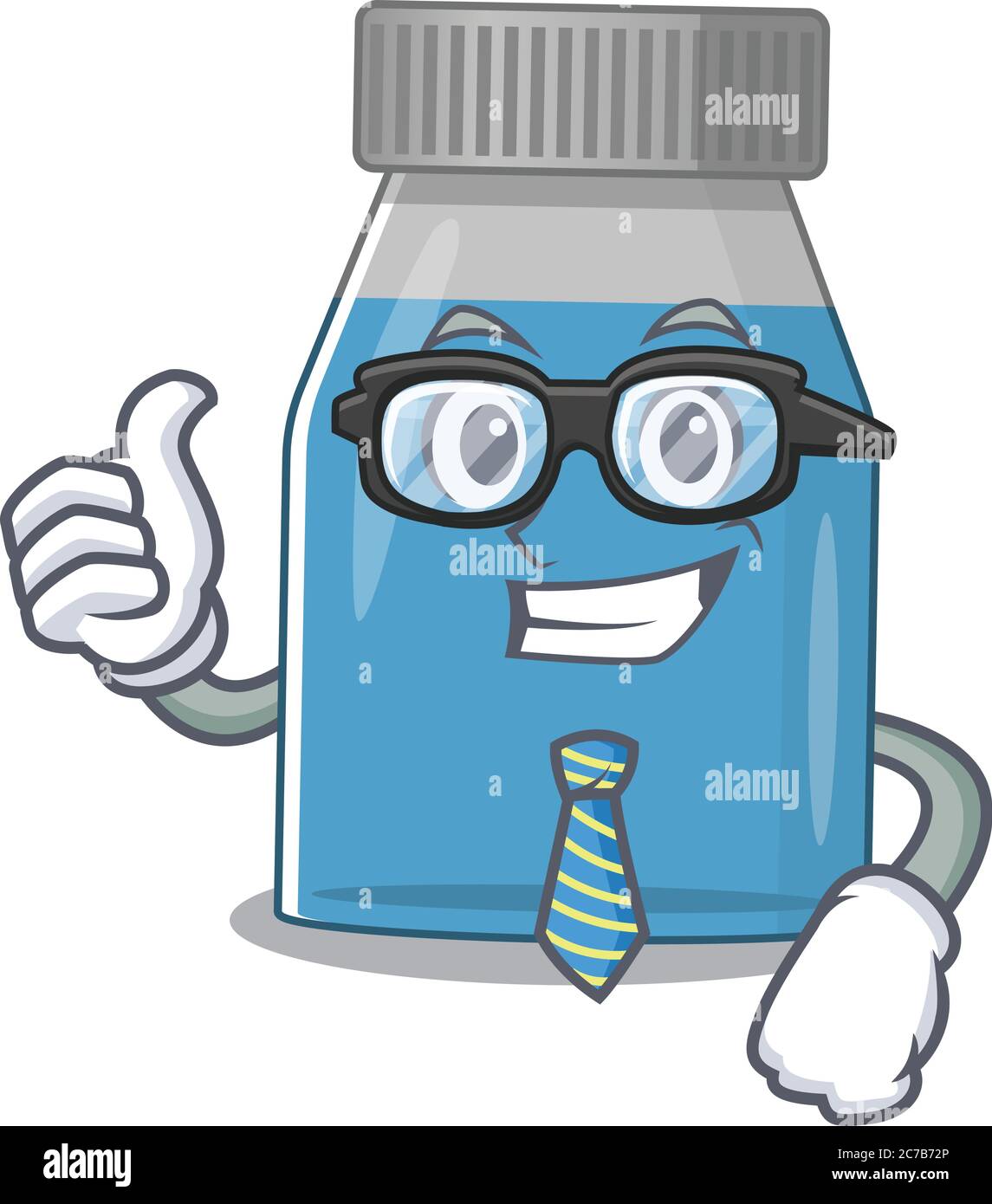 cartoon mascot style of syrup medicine Businessman with glasses and tie ...