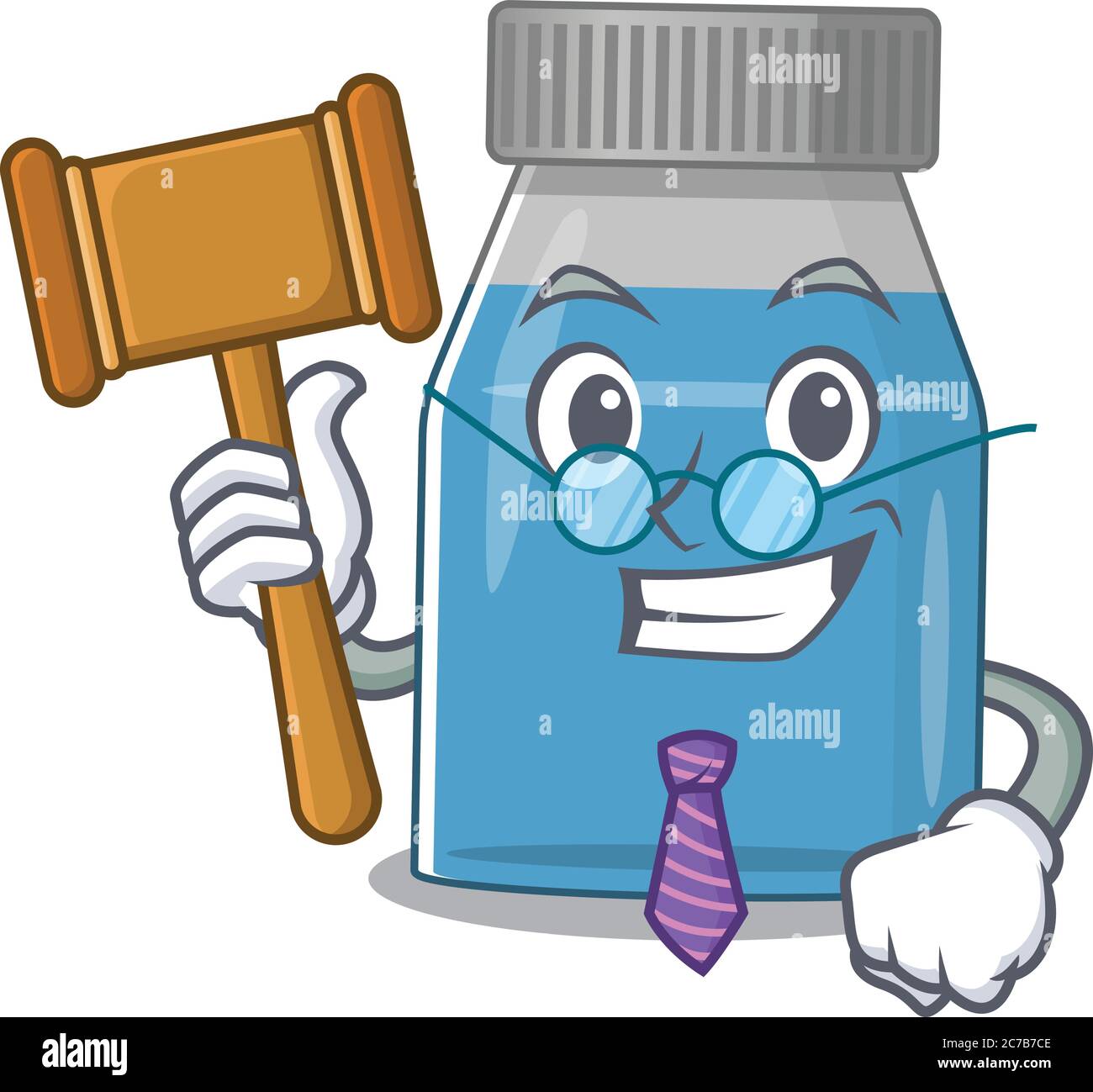 A judicious judge of syrup medicine caricature concept wearing glasses ...