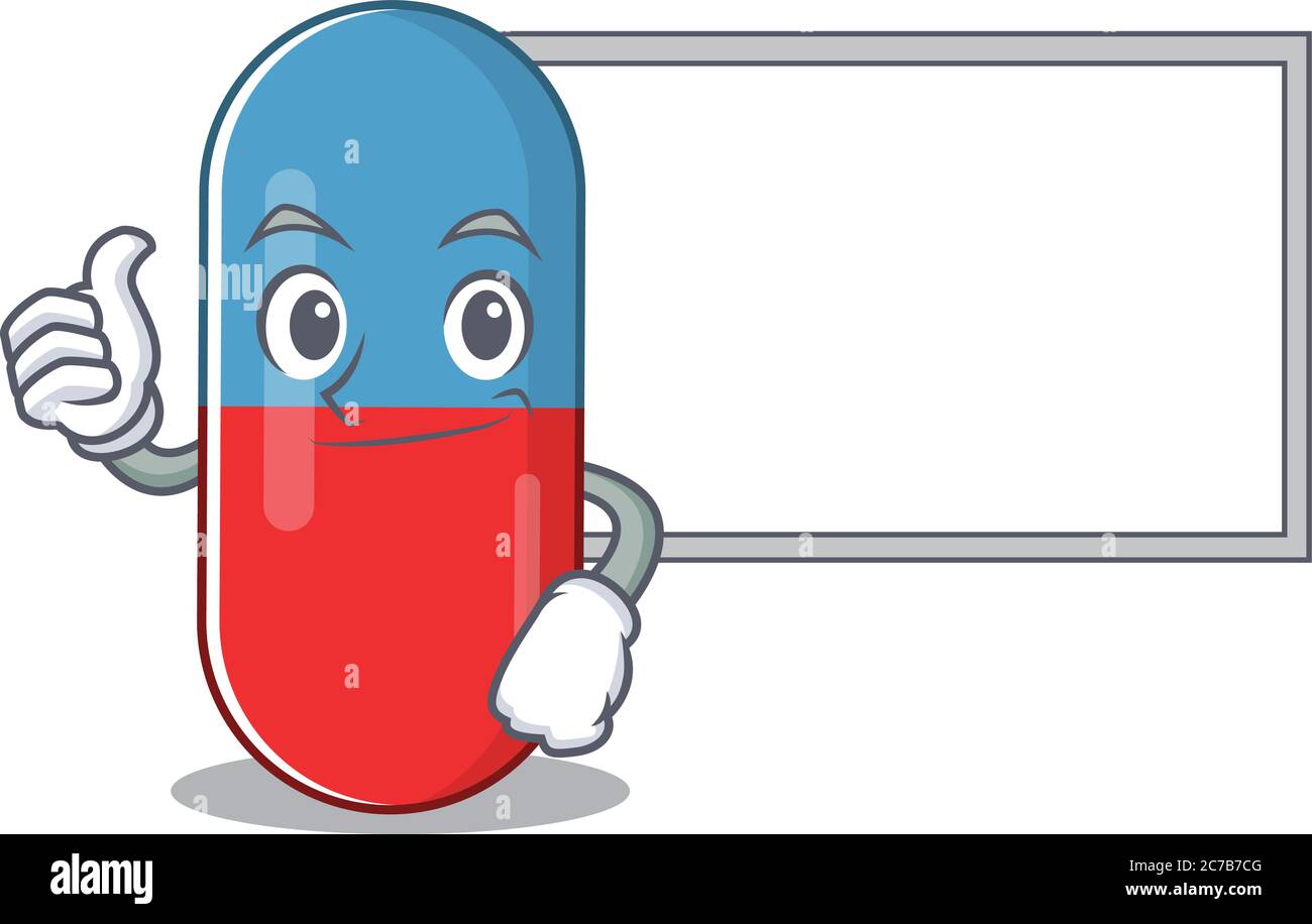 Pills drug Caricature character design style with a white board Stock ...