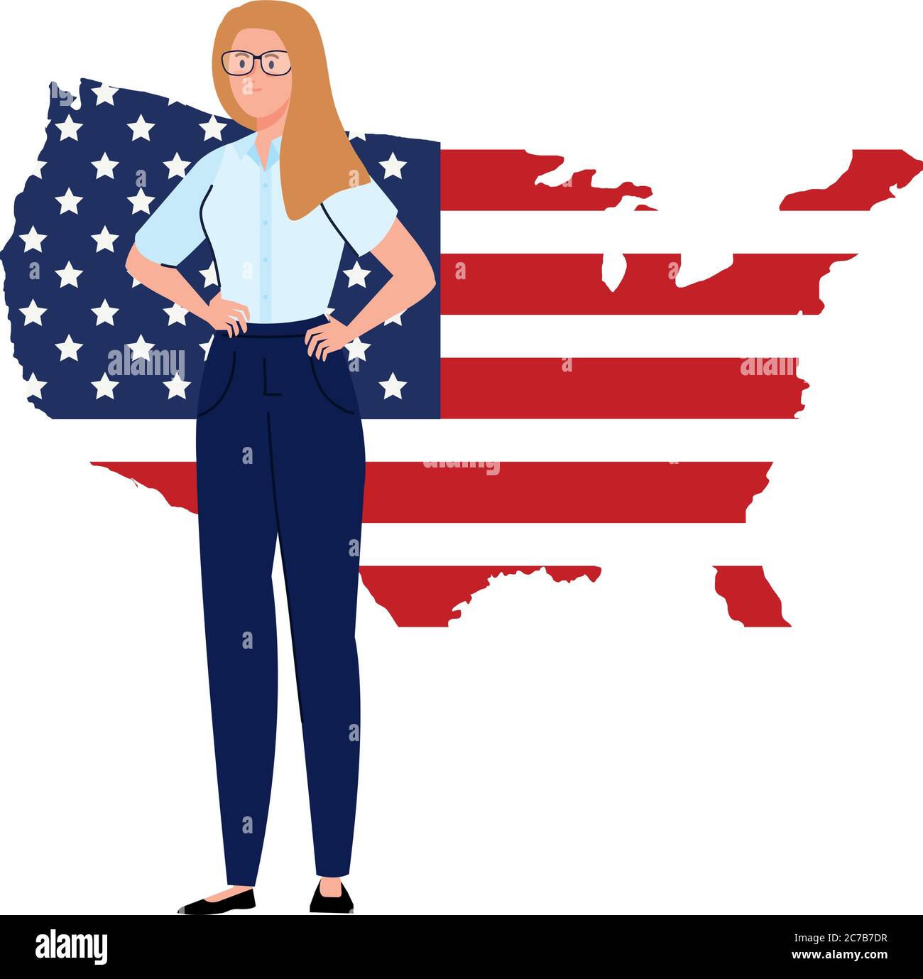 businesswoman with usa flag map vector design Stock Vector Image & Art ...