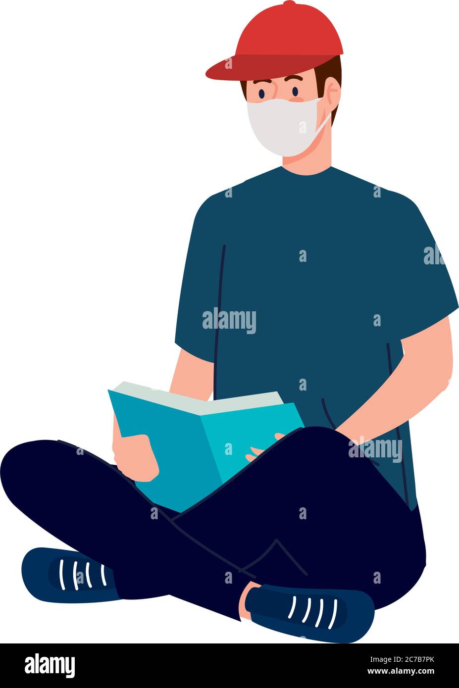 man with mask reading a book vector design Stock Vector Image & Art - Alamy