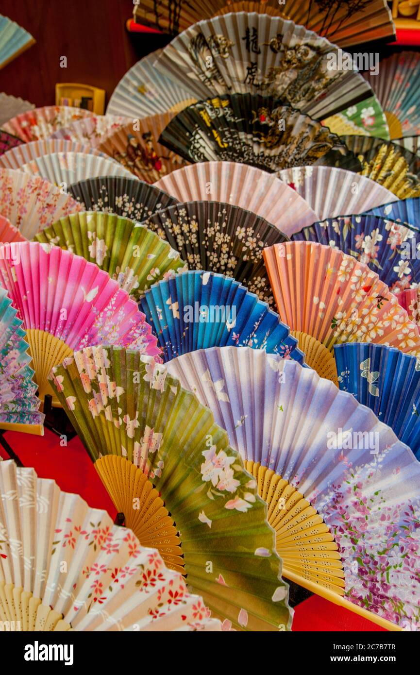 Japanese fans for sale on the street leading to the Kiyomizu-deraTemple ...
