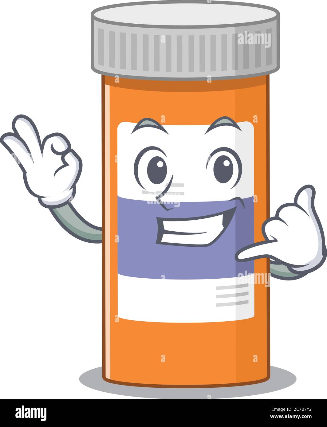 Caricature design of pills drug bottle with cute call me pose Stock ...