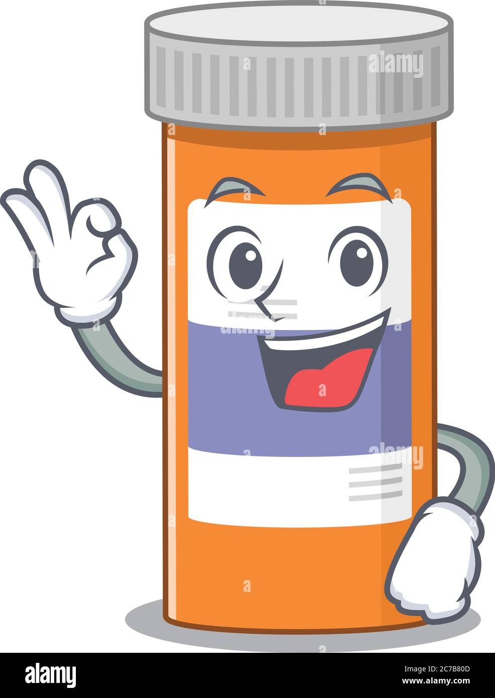 Pills drug bottle cartoon mascot design with Okay finger poses Stock ...
