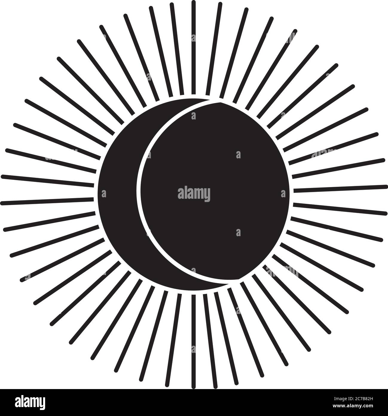 sun and moon icon over white background, silhouette style, vector ...