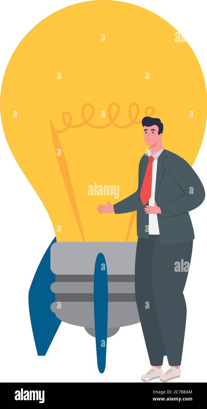 man avatar with rocket light bulb vector design Stock Vector Image ...
