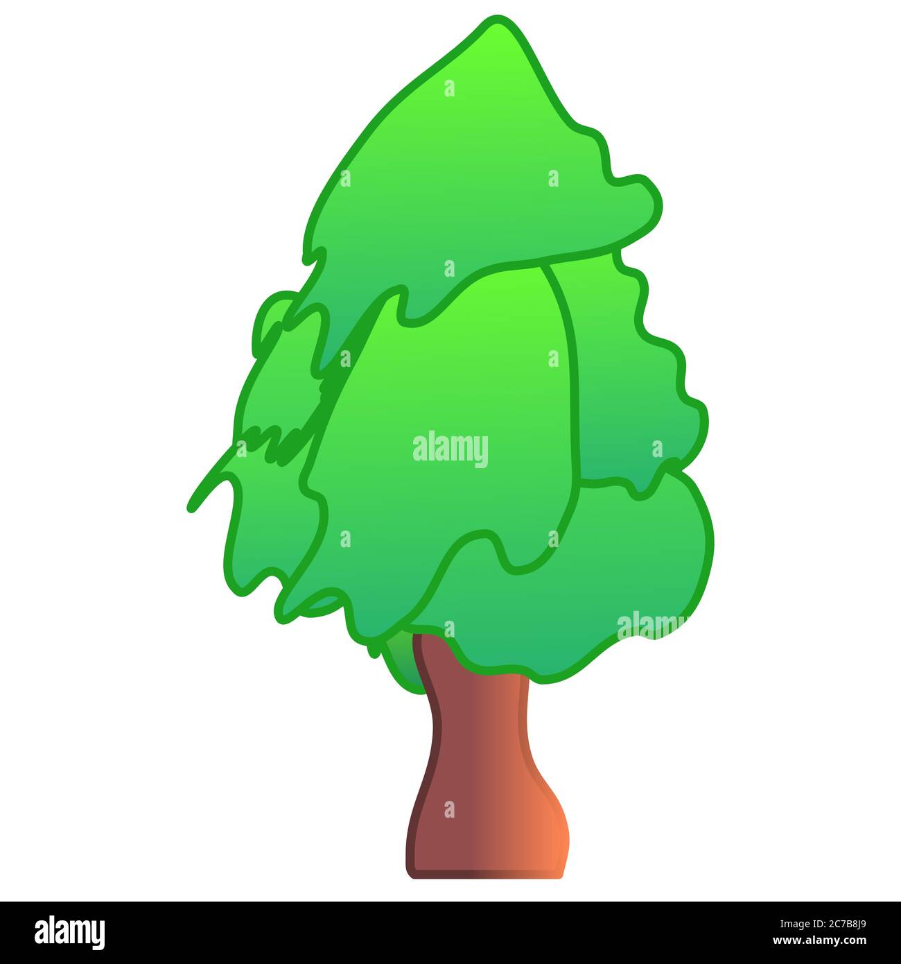 cartoon tree illustration isolated on white background Stock Photo - Alamy