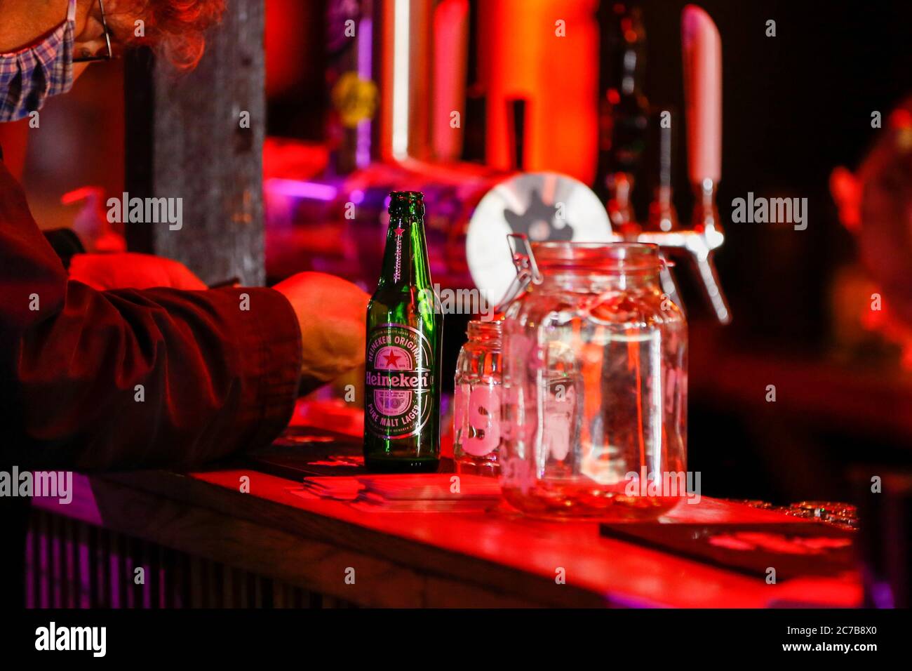 Berlin, Germany. 15th July, 2020. A beer of the brand "Heineken" stands ...