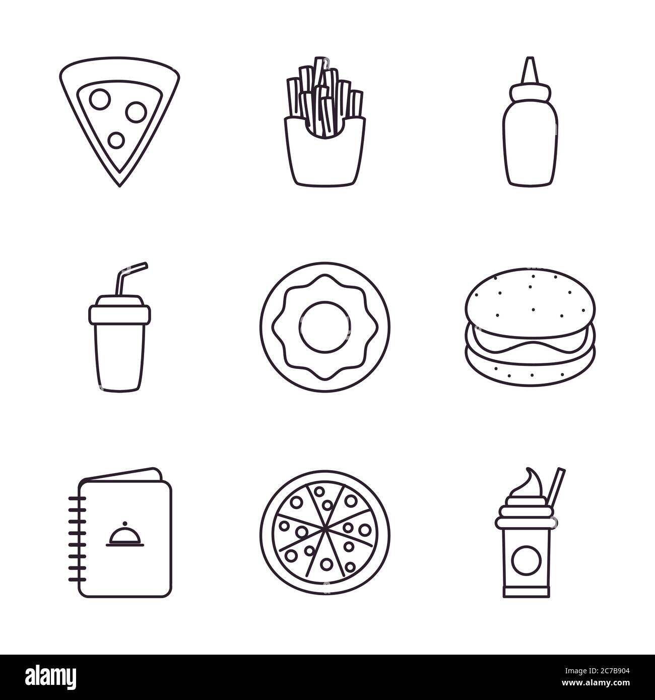 line style icon set design, fast food eat restaurant and menu theme ...
