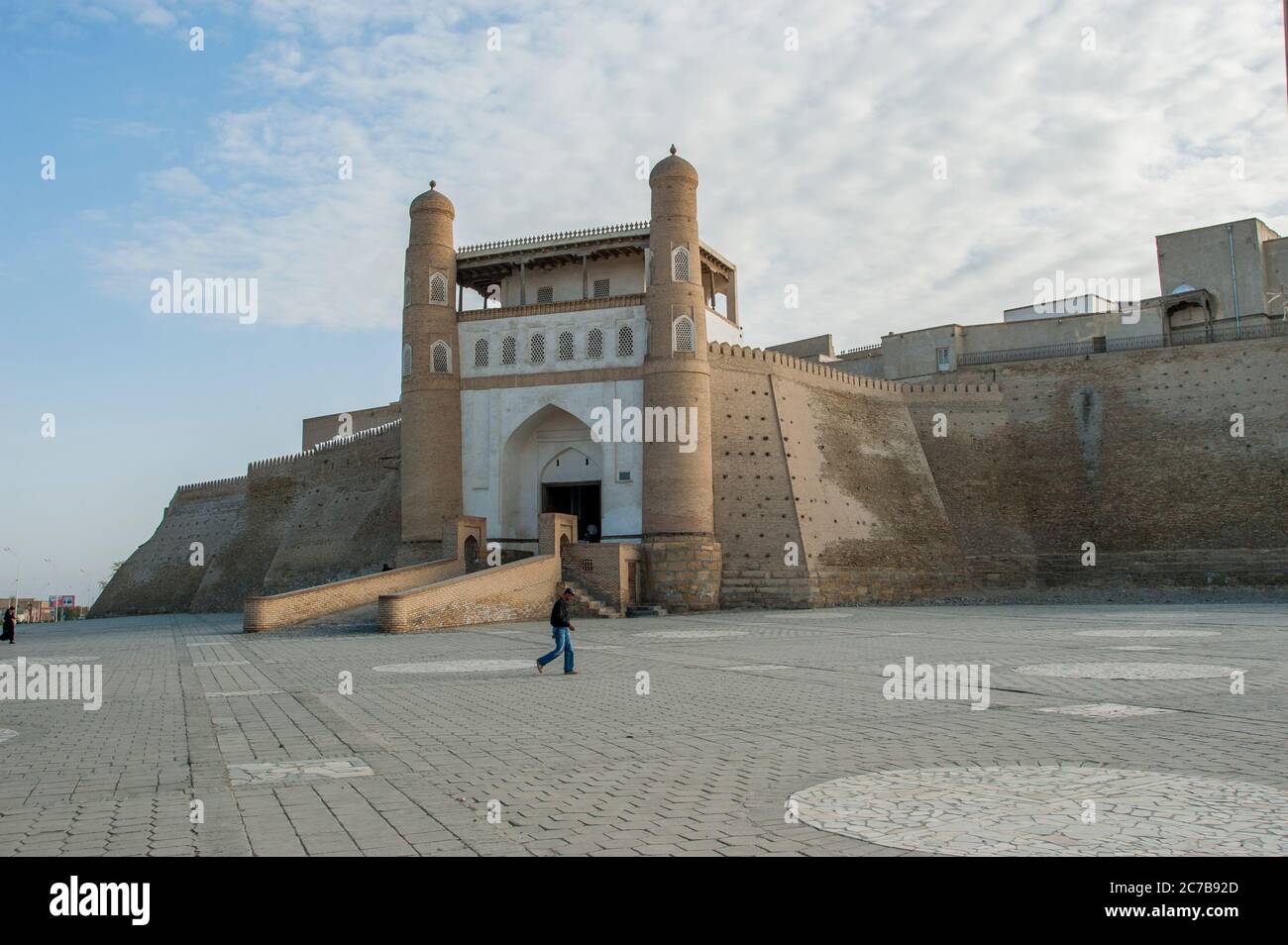 View of the Ark of Bukhara, a massive fortress located in the city of ...