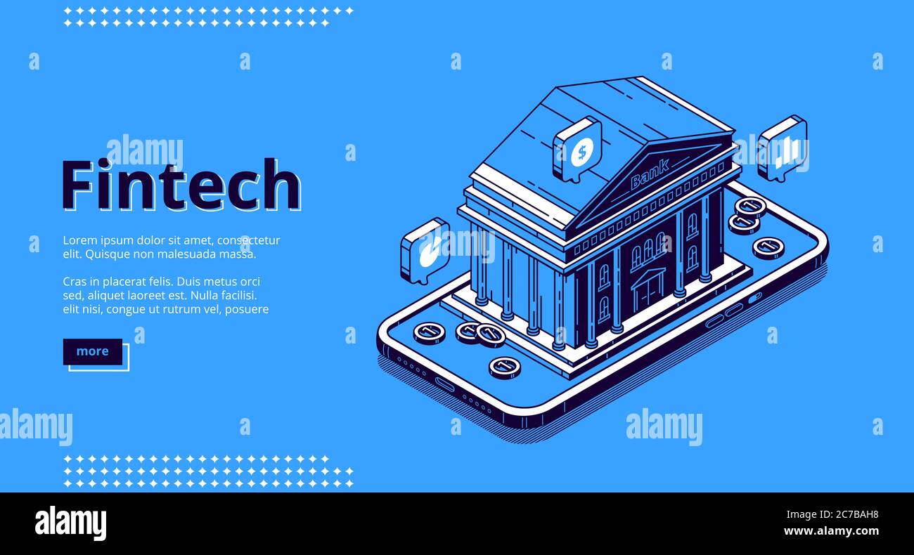 Fintech banner. Financial technologies, digital solutions for banking ...