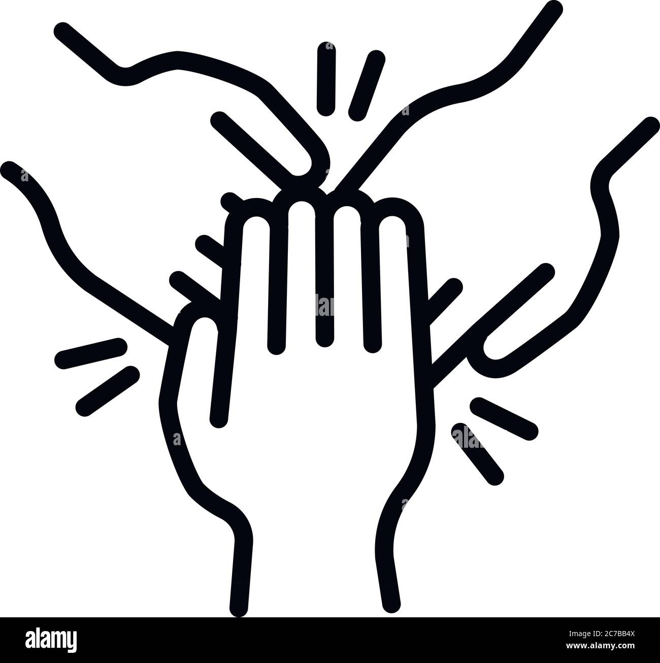 Cohesion teamwork hands icon. Outline cohesion teamwork hands vector ...