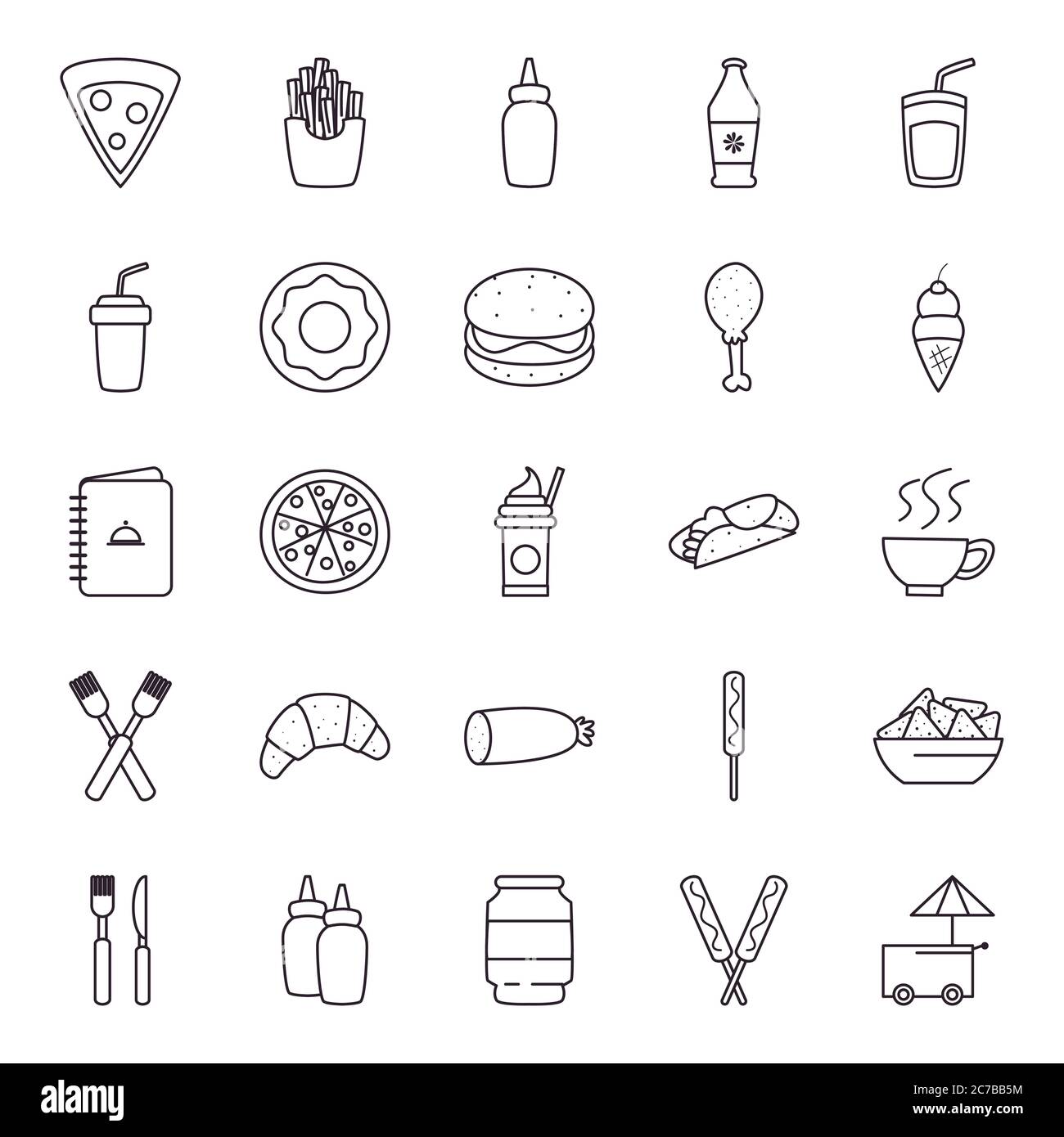 line style icon set design, fast food eat restaurant and menu theme ...