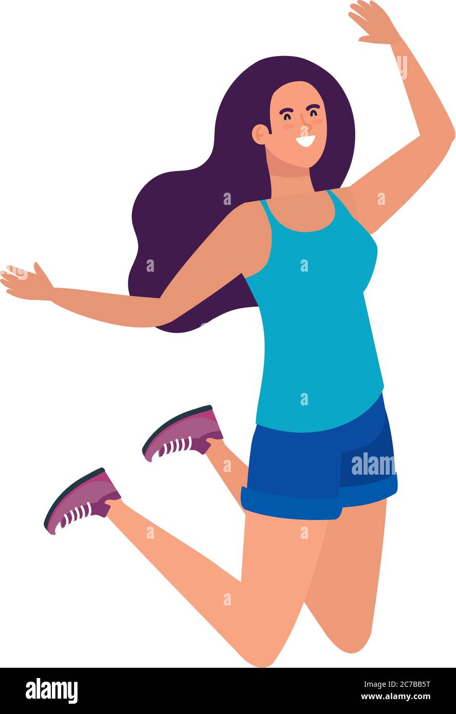Isolated avatar woman jumping vector design Stock Vector Image & Art ...