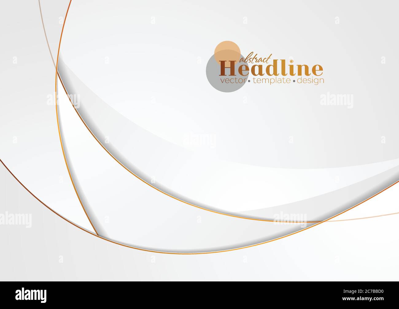 Grey abstract wavy corporate background with bronze outlines. Vector ...