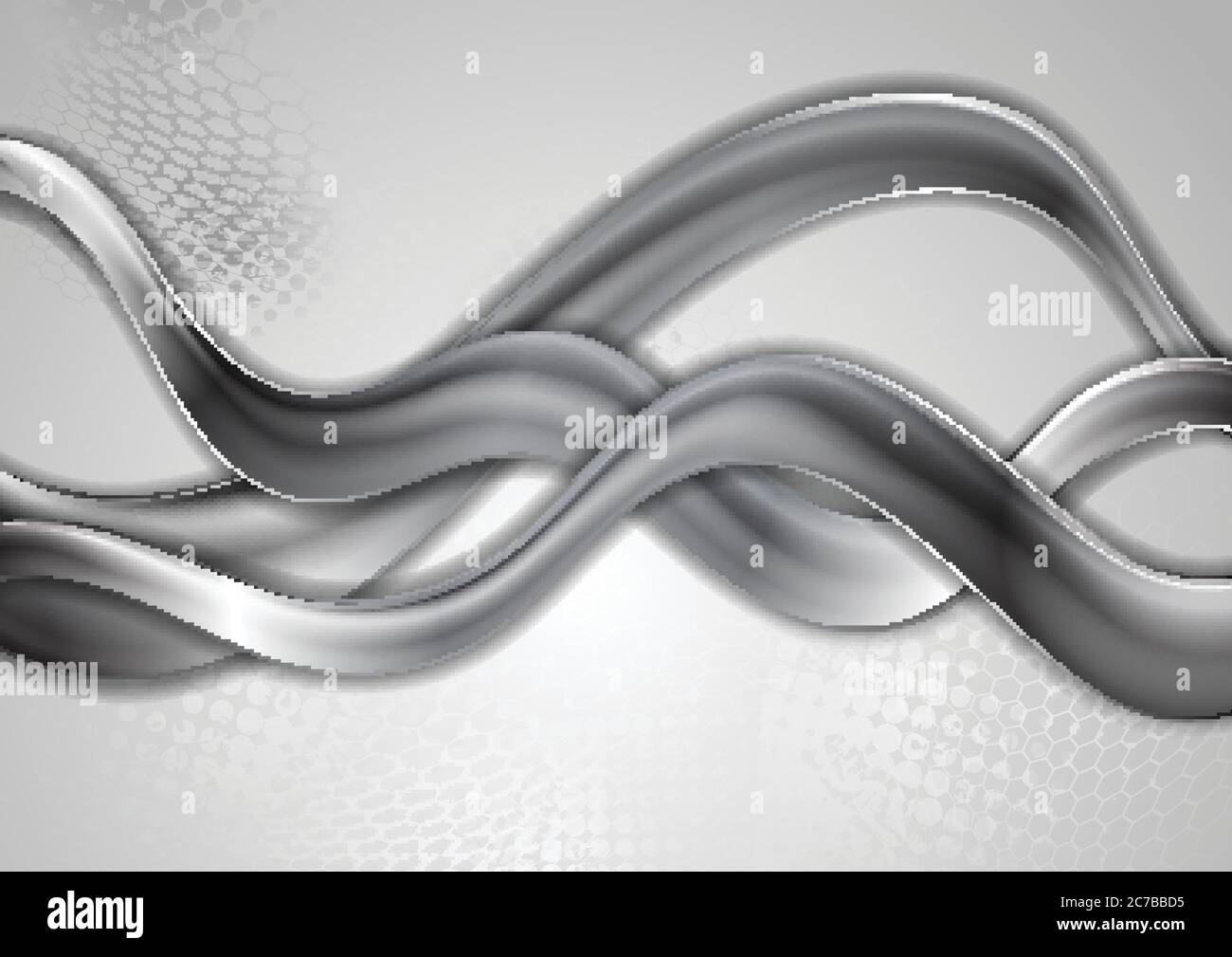 Abstract grey metallic waves modern background. Vector illustration ...