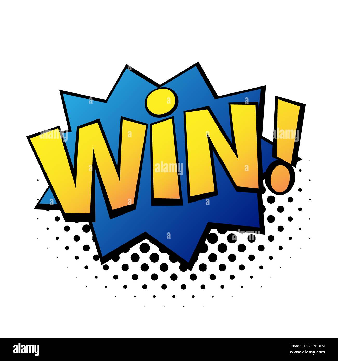 Comic lettering Win. Comic speech bubble with emotional text Win ...