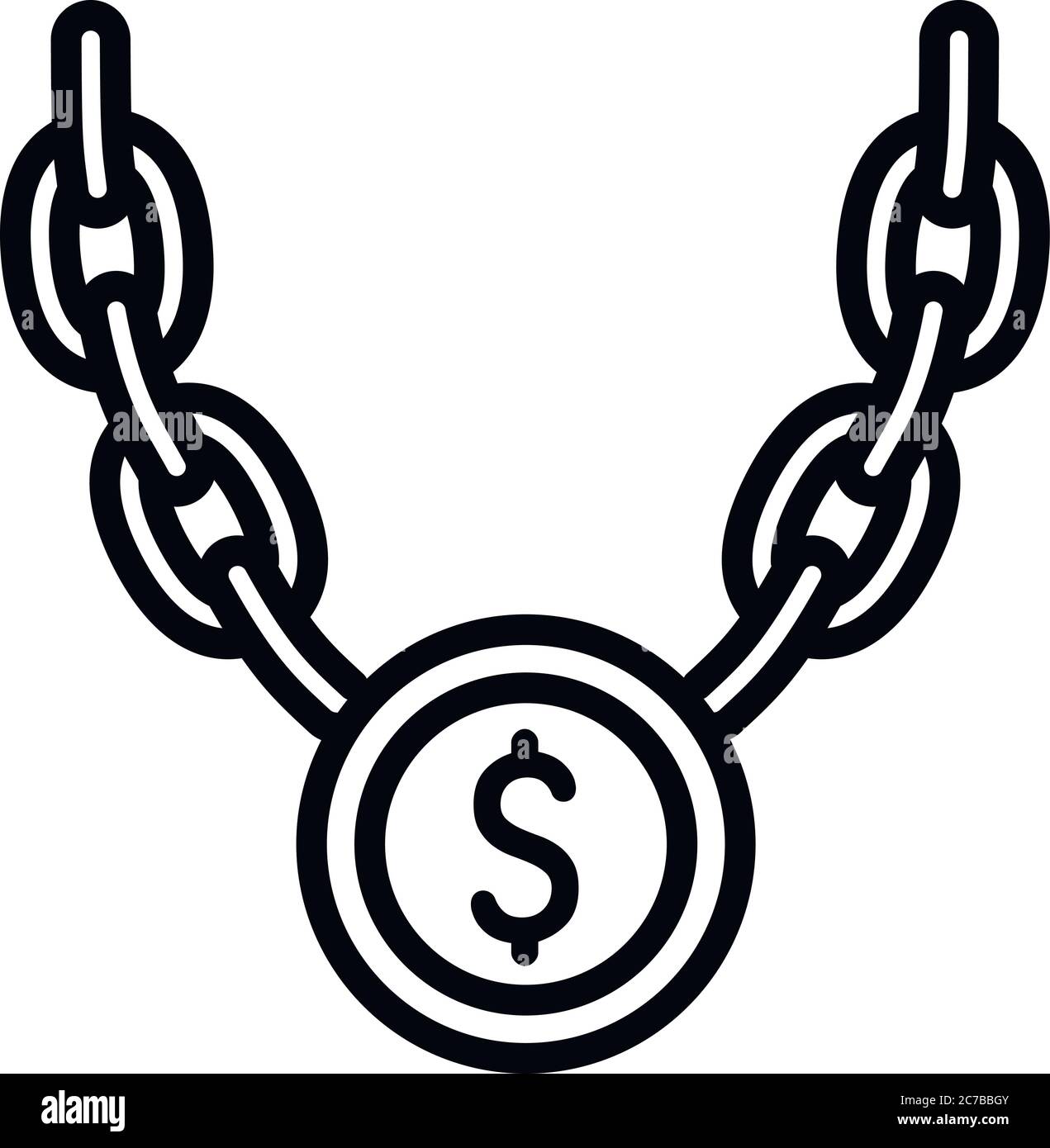 Dollar coin necklace icon. Outline dollar coin necklace vector icon for ...