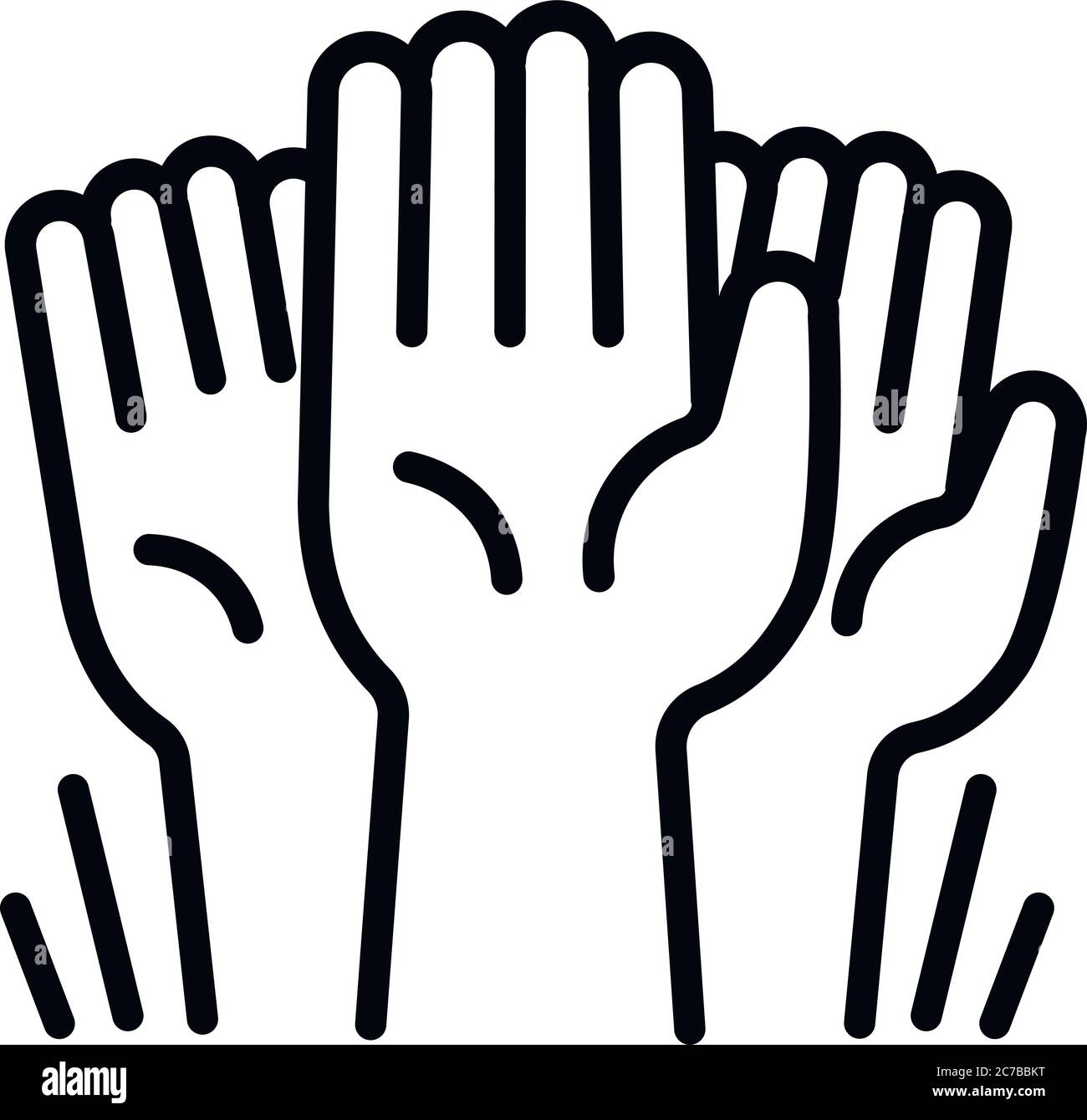 Cohesion hands up icon. Outline cohesion hands up vector icon for web ...