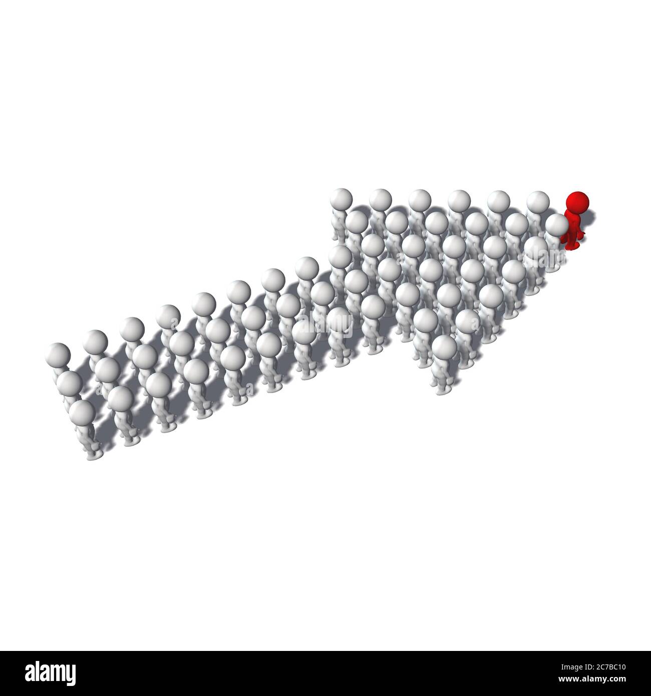 Index arrow made of 3D people with a leader in red in front - isolated ...