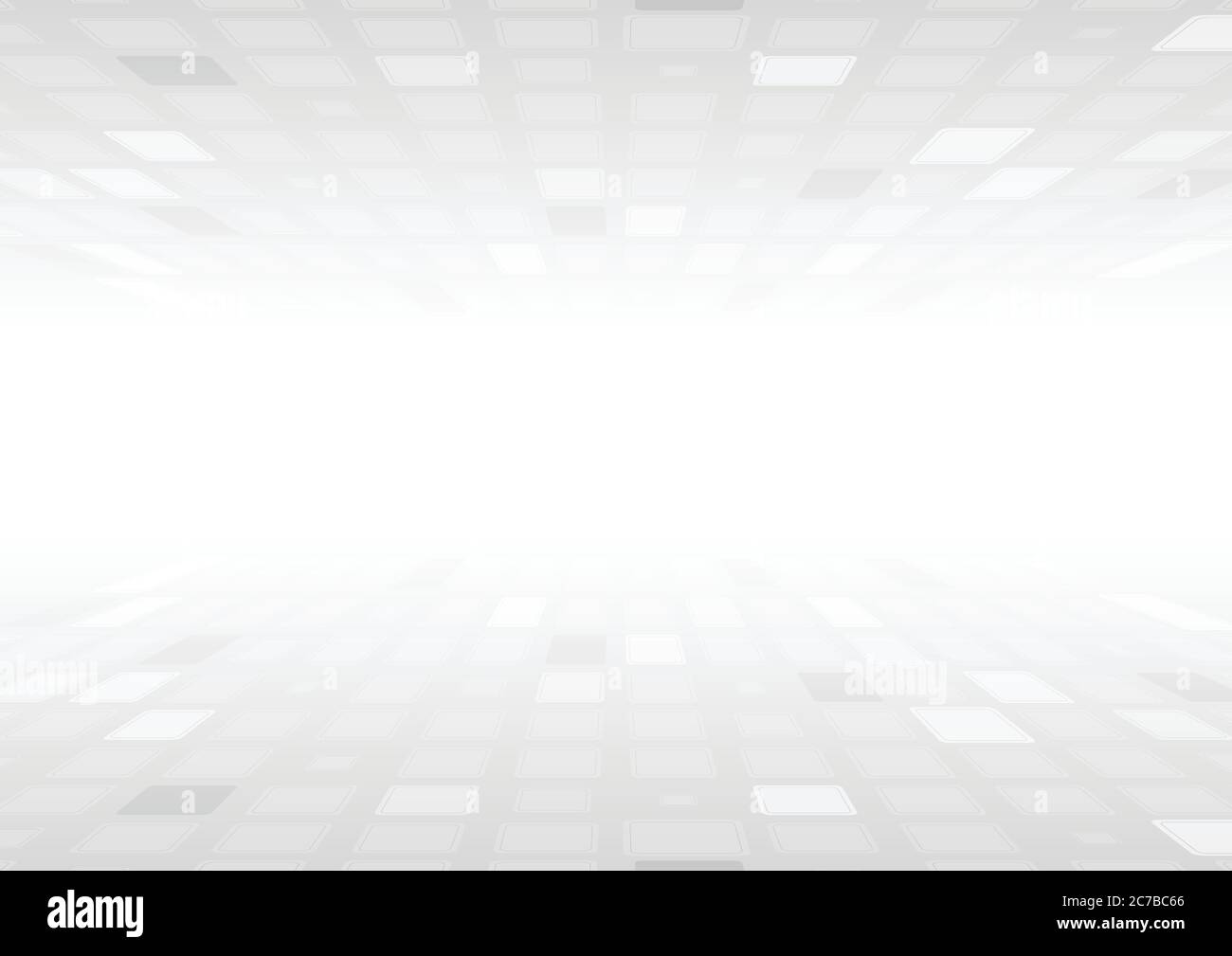 Light grey squares abstract technology background. Perspective horizon ...