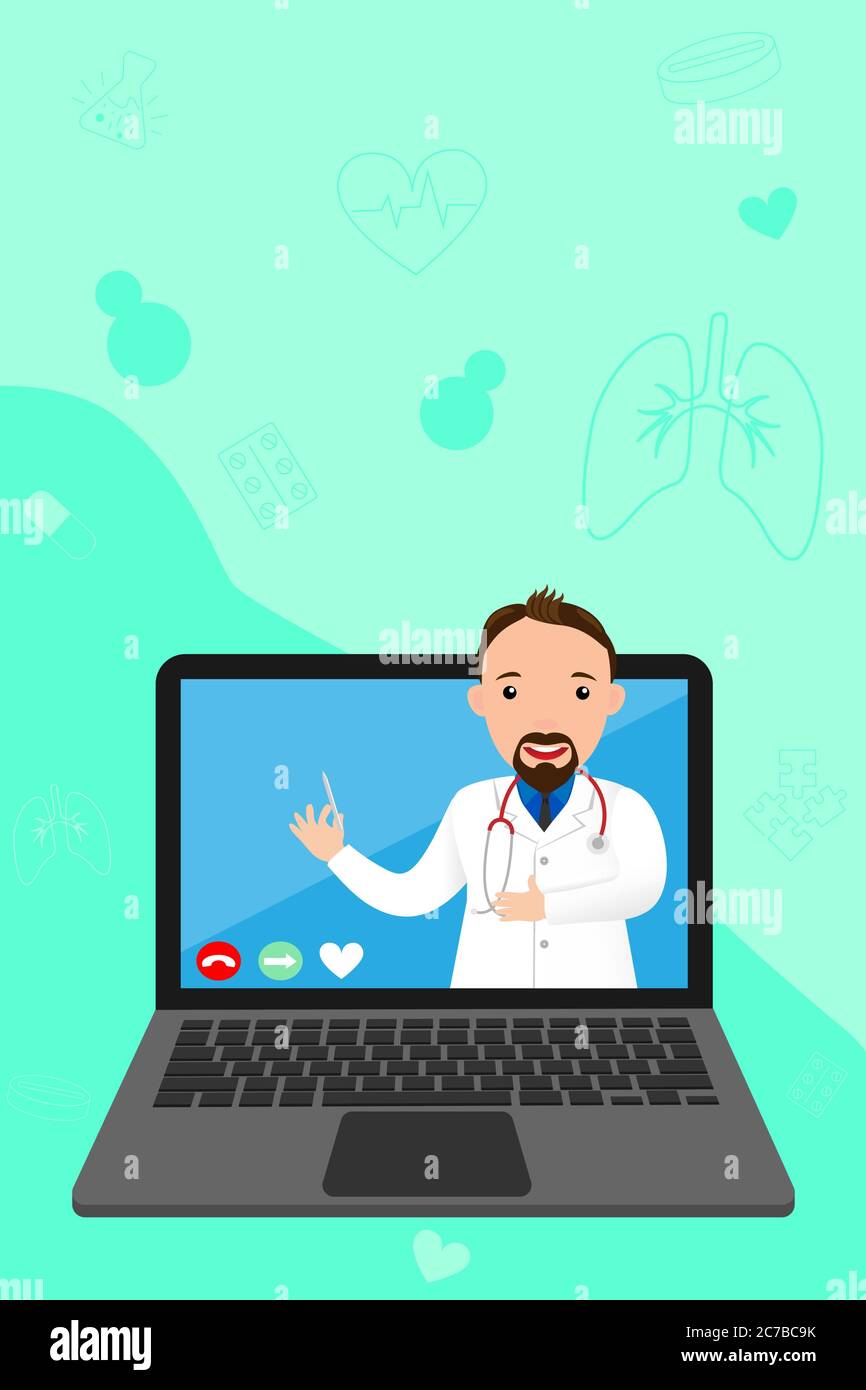 Doctor online on your laptop. Online medicine, consultation and ...