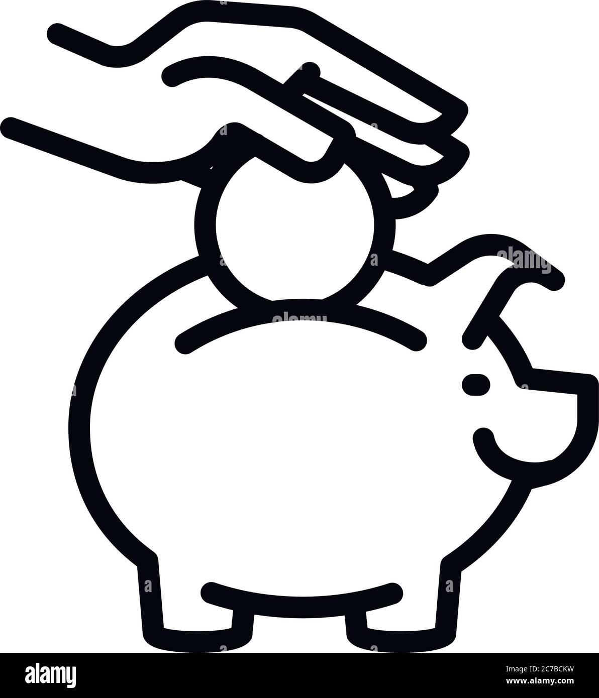 Coin deposit piggy bank icon. Outline coin deposit piggy bank vector ...