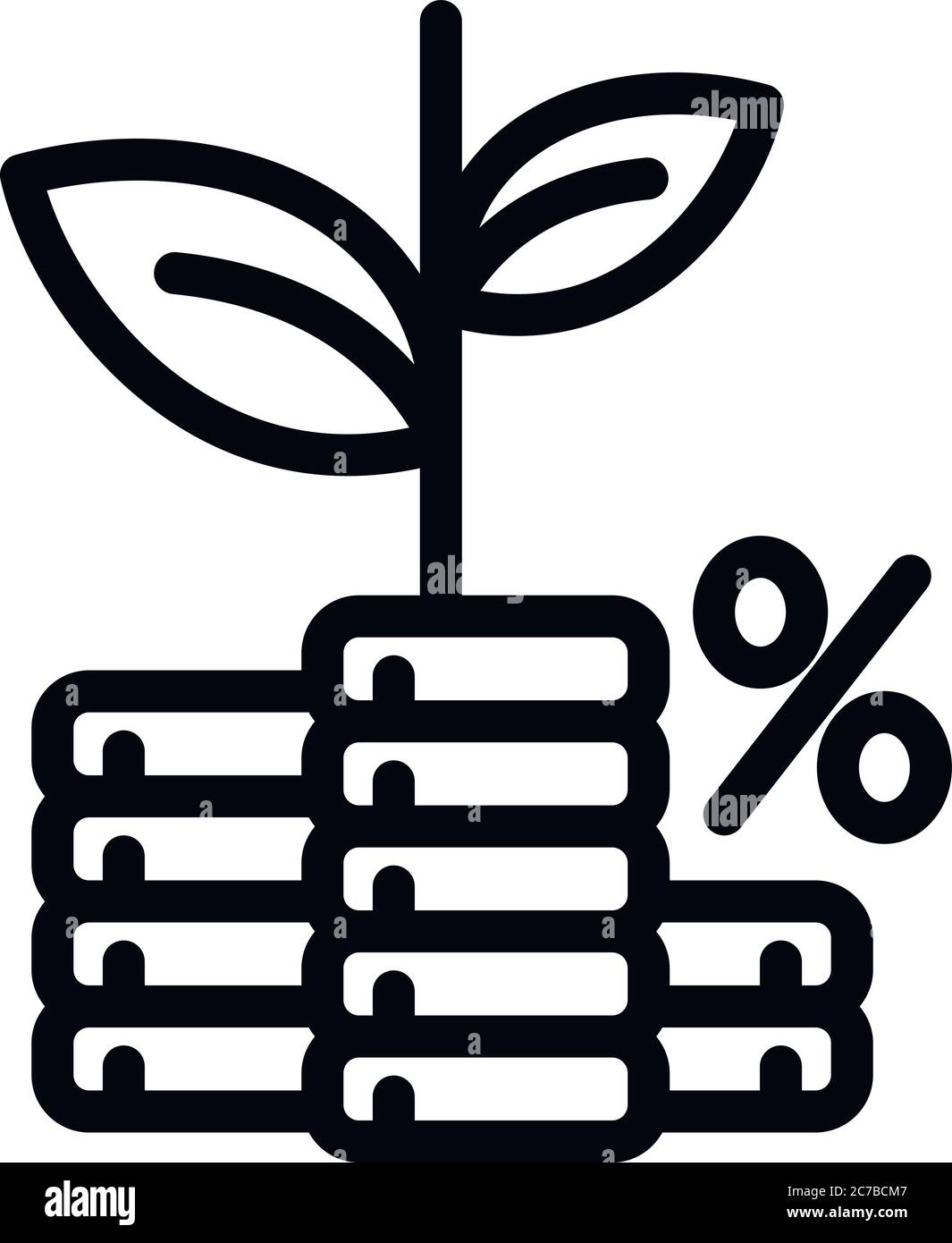 Plant coins stack icon. Outline plant coins stack vector icon for web ...