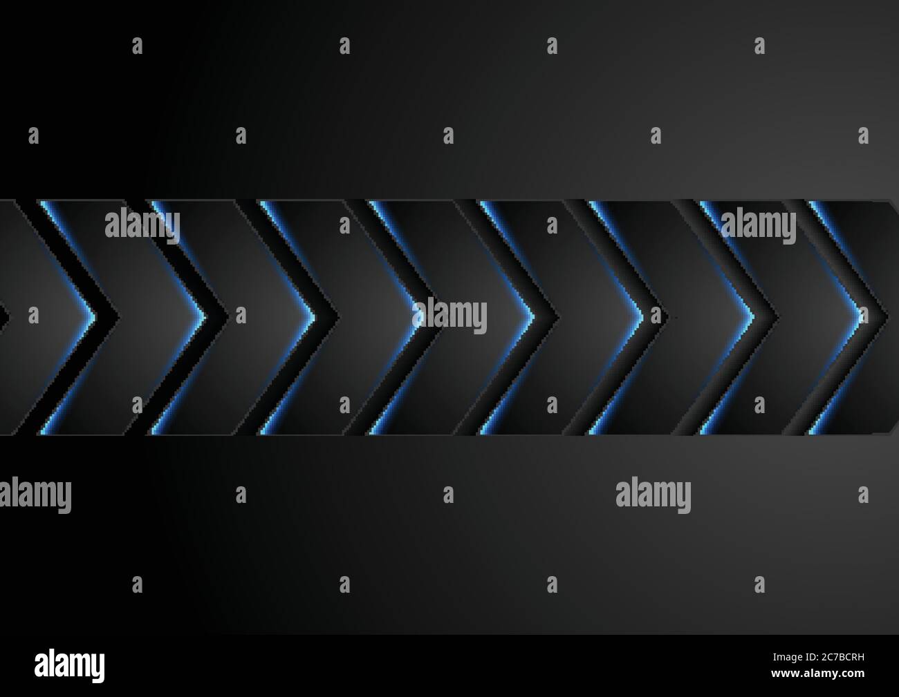Black technology arrows with blue neon light background. Vector glowing ...