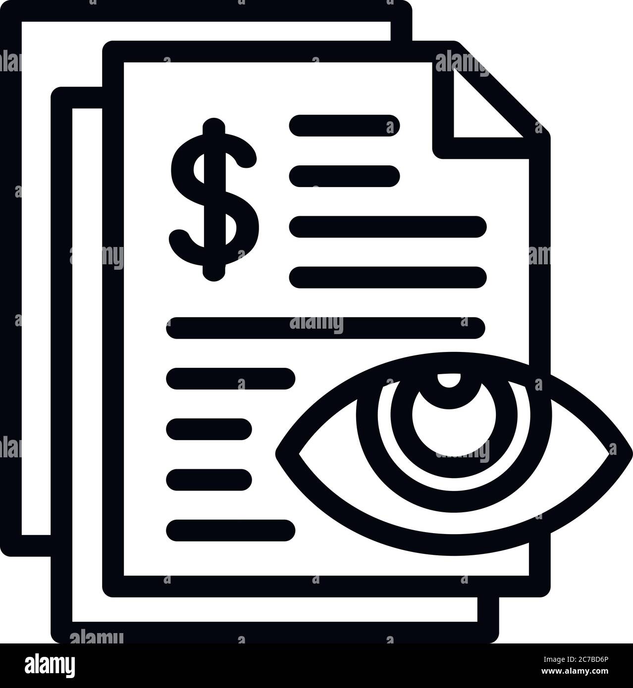 Calculate money paper icon. Outline calculate money paper vector icon ...