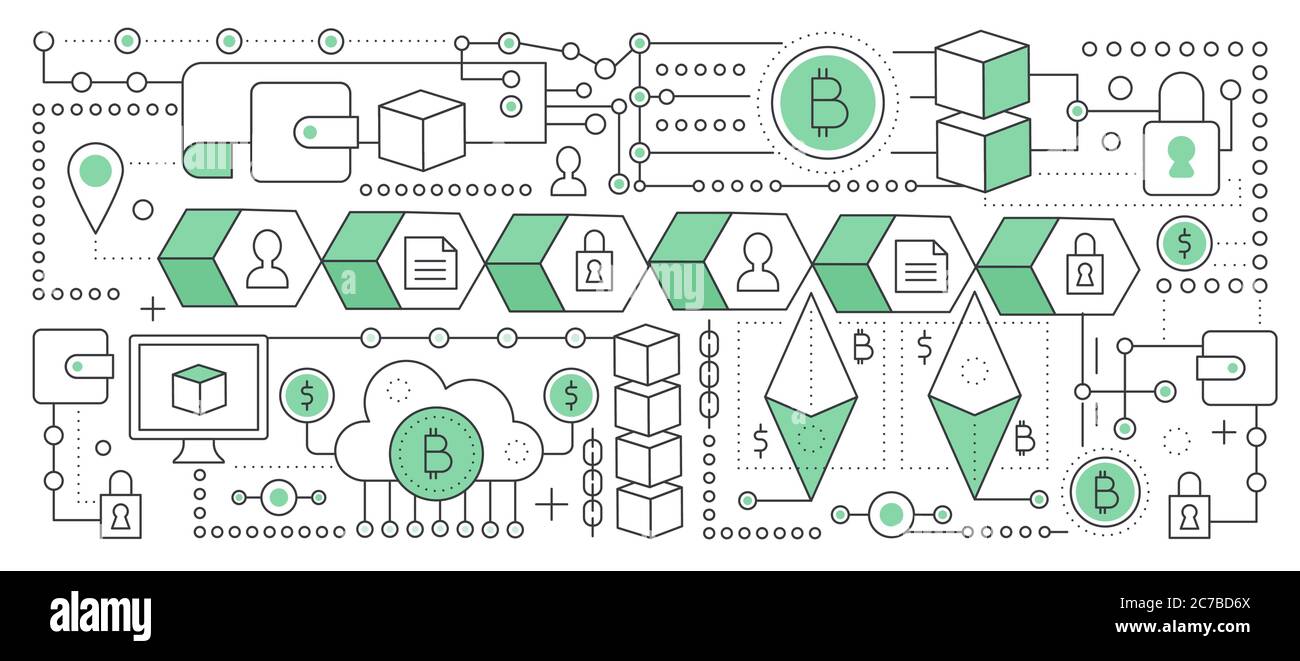 Bitcoin, cryptocurrency and blockchain technology. Blockchain global ...