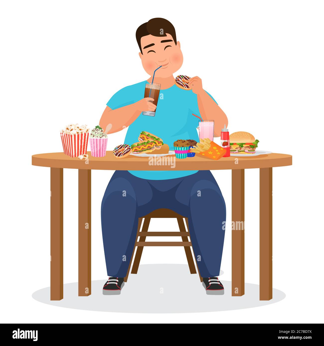 Fat Guy Eating Cartoon