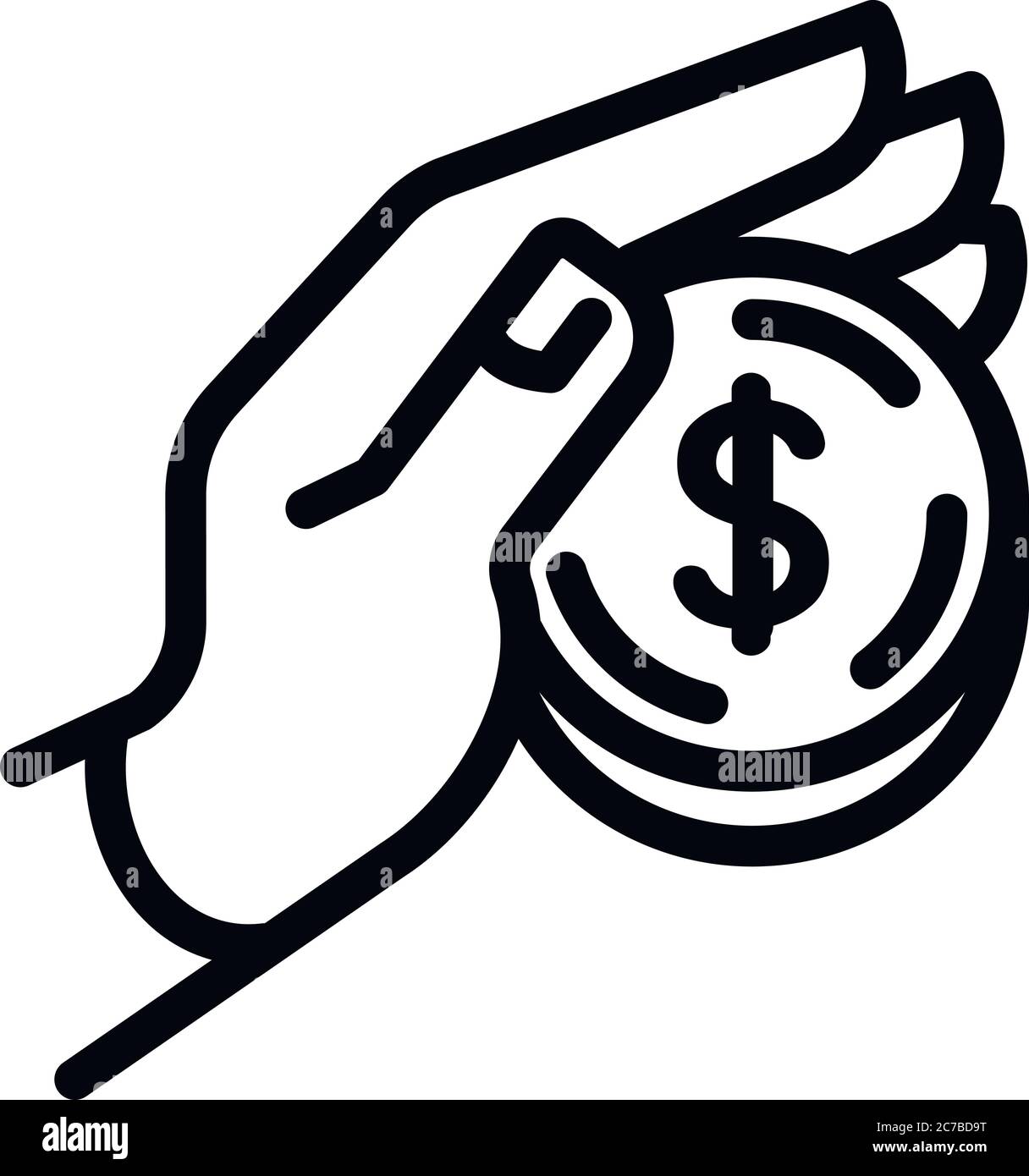 Take deposit coin icon. Outline take deposit coin vector icon for web ...