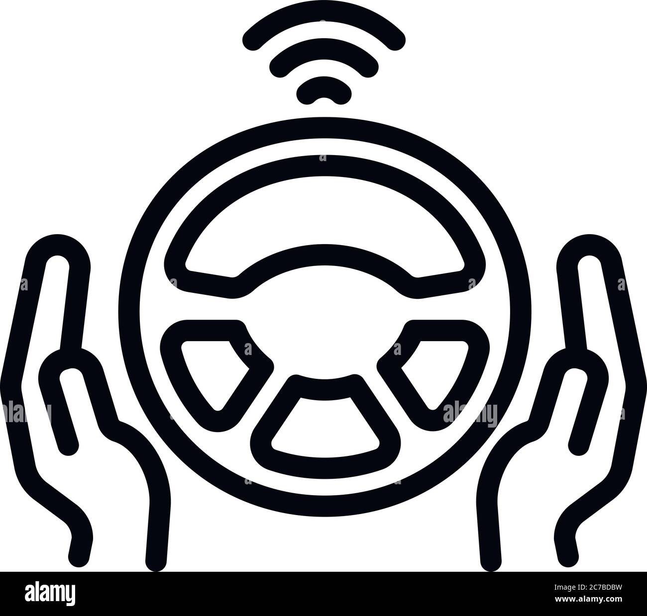 Steering wheel driverless icon. Outline steering wheel driverless ...