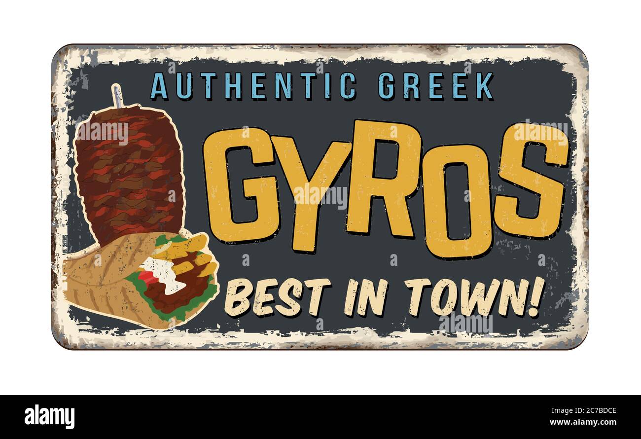 Gyros vintage rusty metal sign on a white background, vector ...